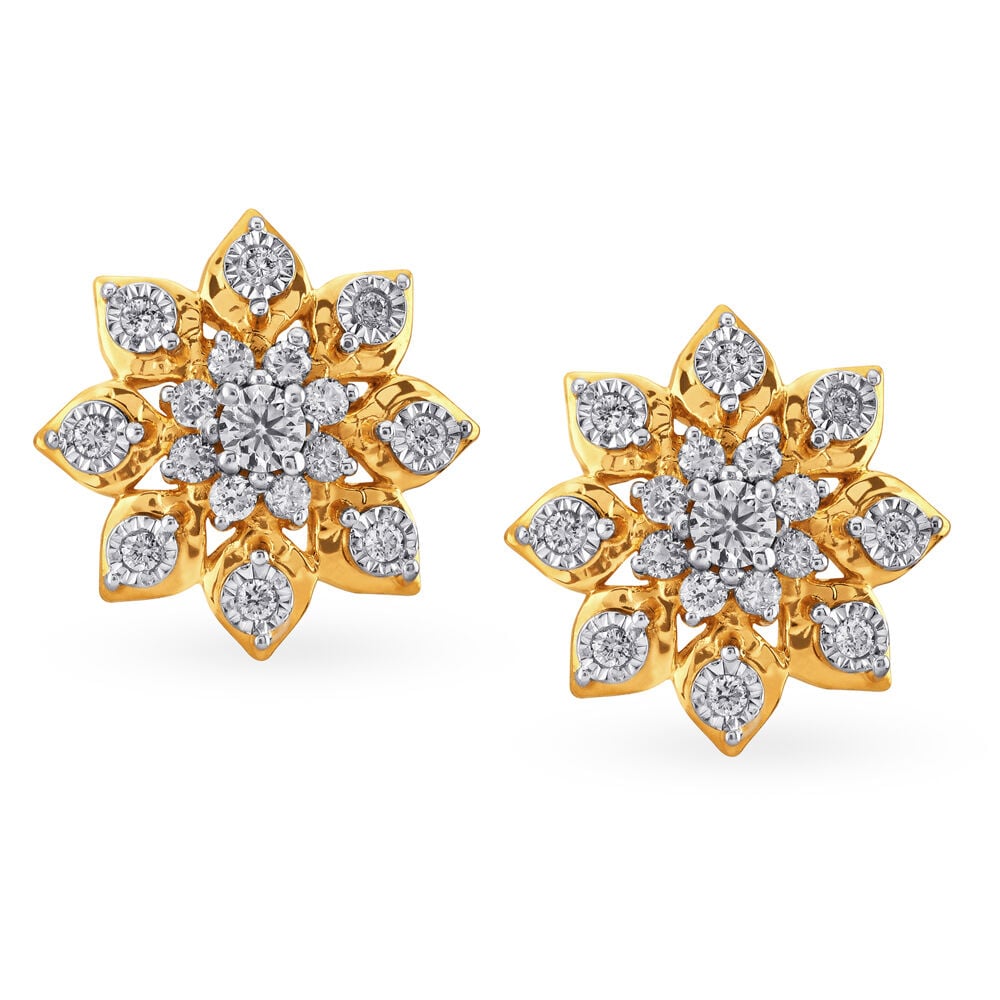 Blissful Floral Gold Stud Earrings