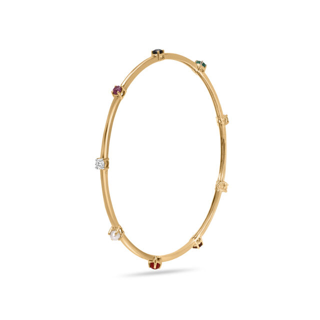 18 KT Yellow Gold Navaratna Bangle