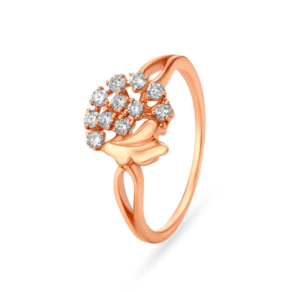 Bold Floral Rose Gold Finger Ring