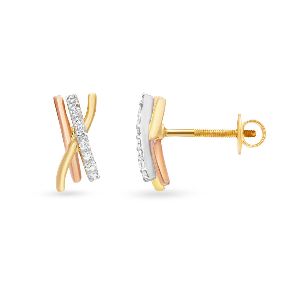 Buy Sleek Stunning Diamond and Gold Fancy Stud Earrings at Best Price ...