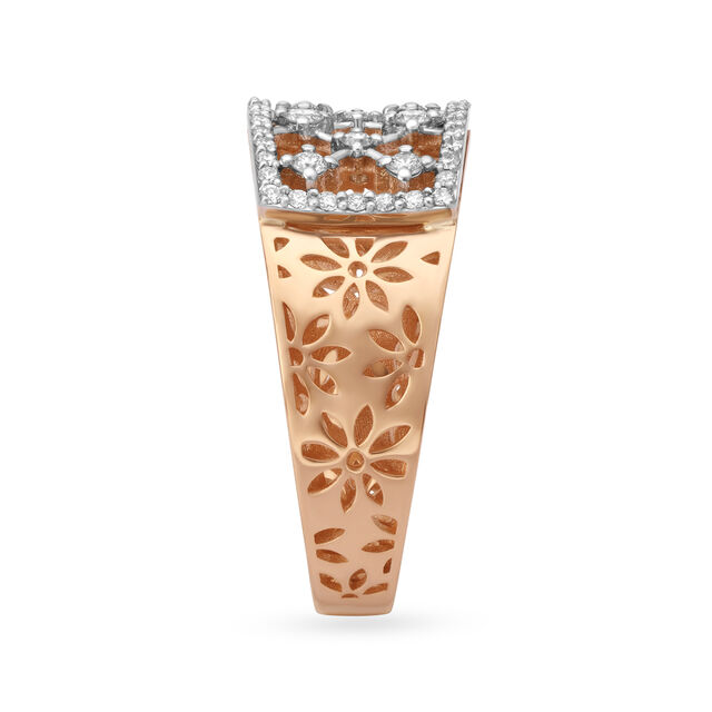 Scintillating Multi Stone Mesh Diamond Ring in White and Rose Gold