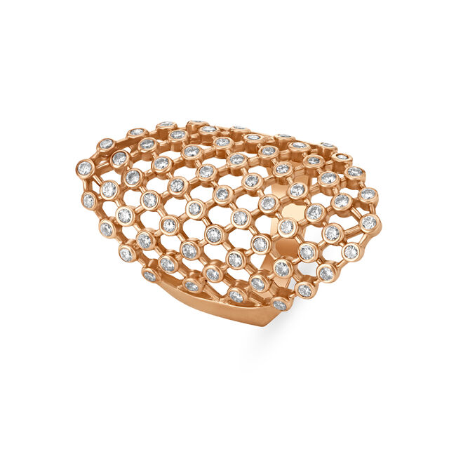 Surreal Cocktail Look Rose Gold and Diamond Ring