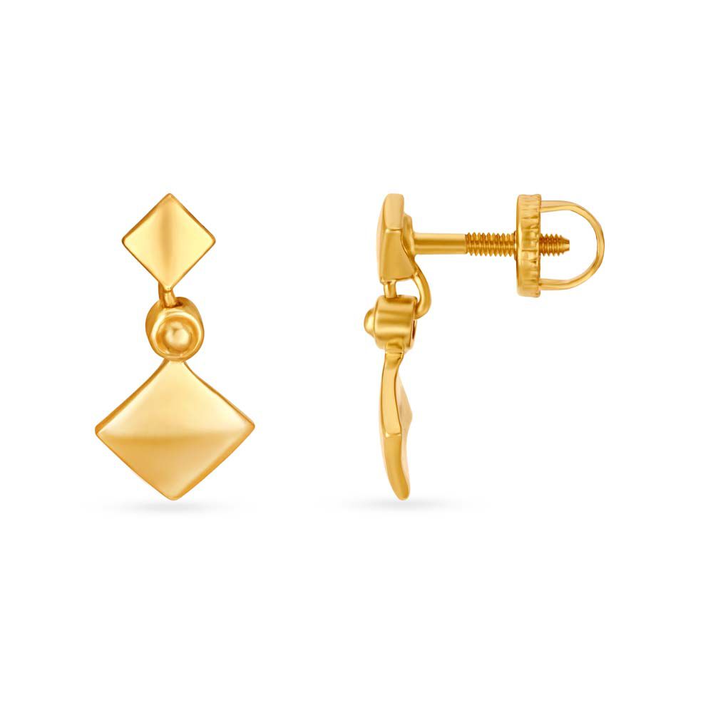 Buy Geometric Yellow Gold Rhomboid Drop Earrings at Best Price | Tanishq US