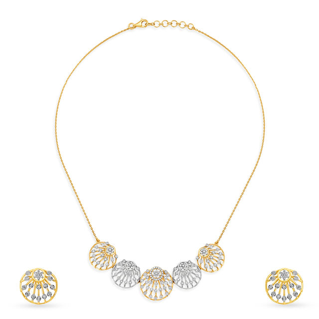 Surreal Diamond Necklace Set in Yellow and White Gold