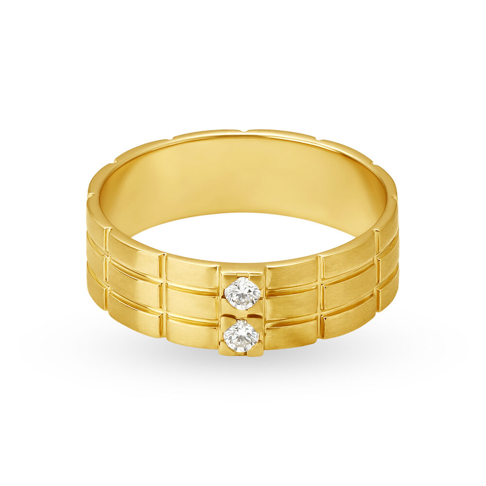 Buy Suave 18 Karat Yellow Gold And Diamond Block Ring at Best Price ...