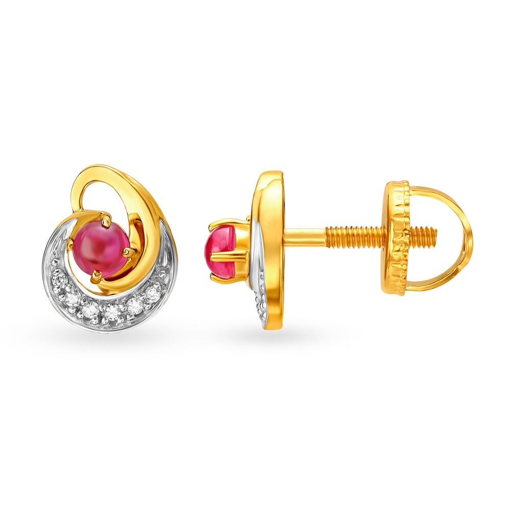 Buy Enchanting Ruby Seven Stone Diamond Stud Earrings at Best Price | Tanishq US