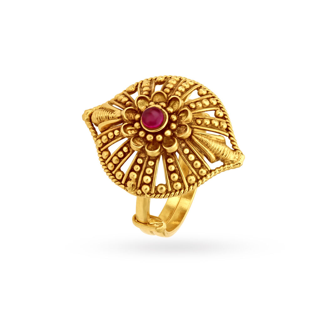 Buy Traditional Antique Floral Gold Ring at Best Price | Tanishq US
