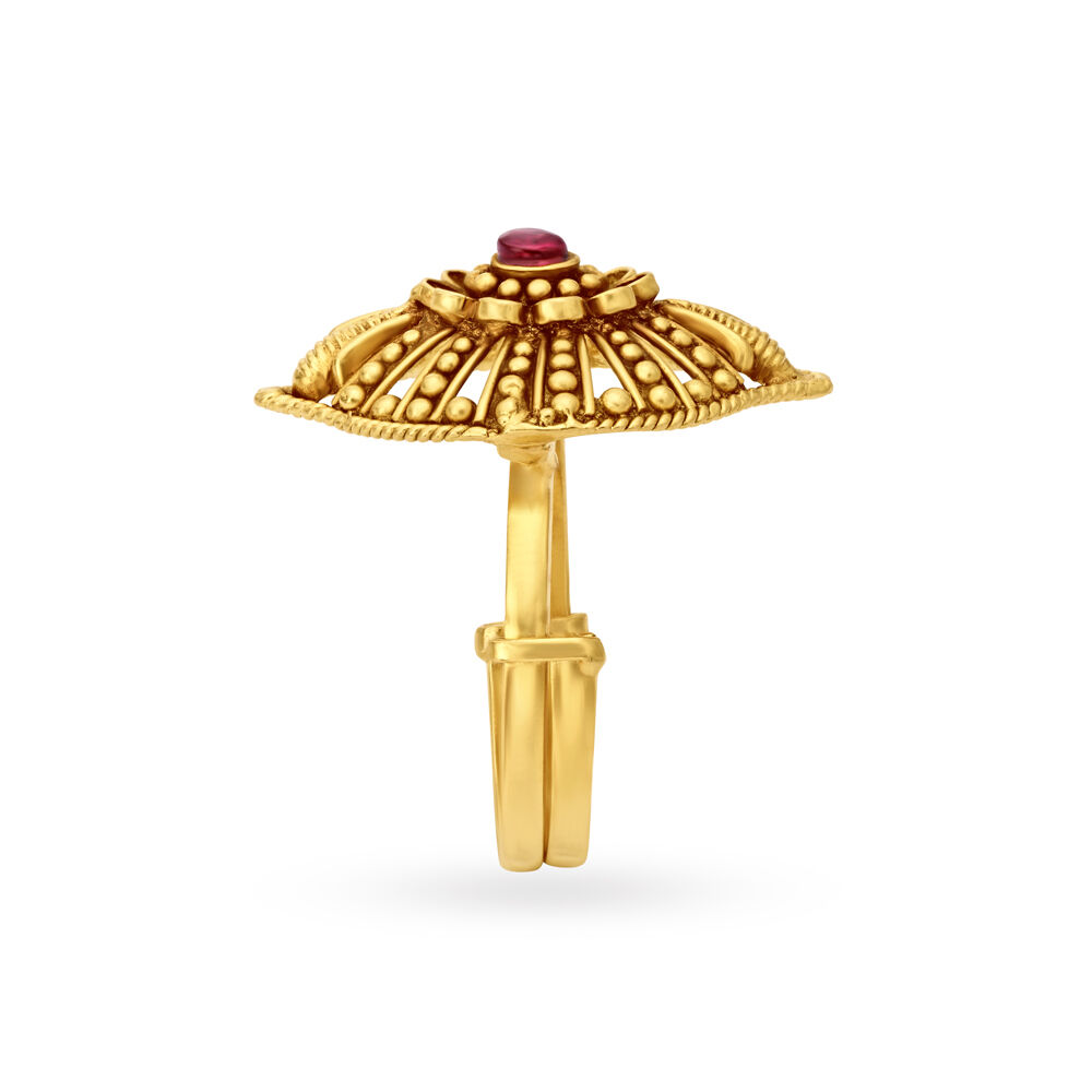 Buy Traditional Antique Floral Gold Ring at Best Price | Tanishq US