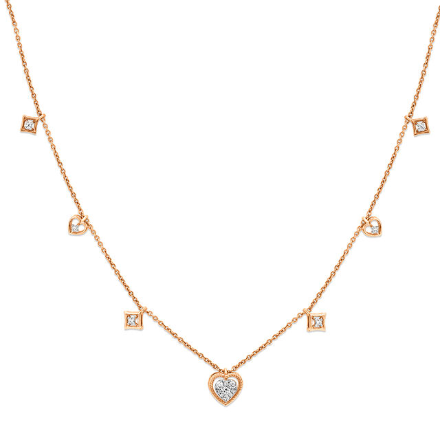 18 KT Rose Gold Beating Heart Diamond Necklace