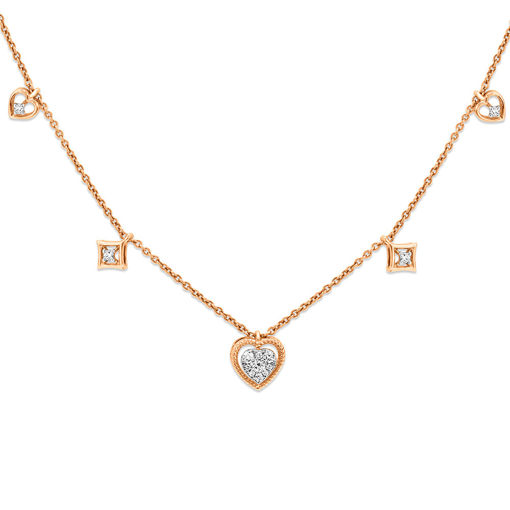 18 KT Rose Gold Beating Heart Diamond Necklace