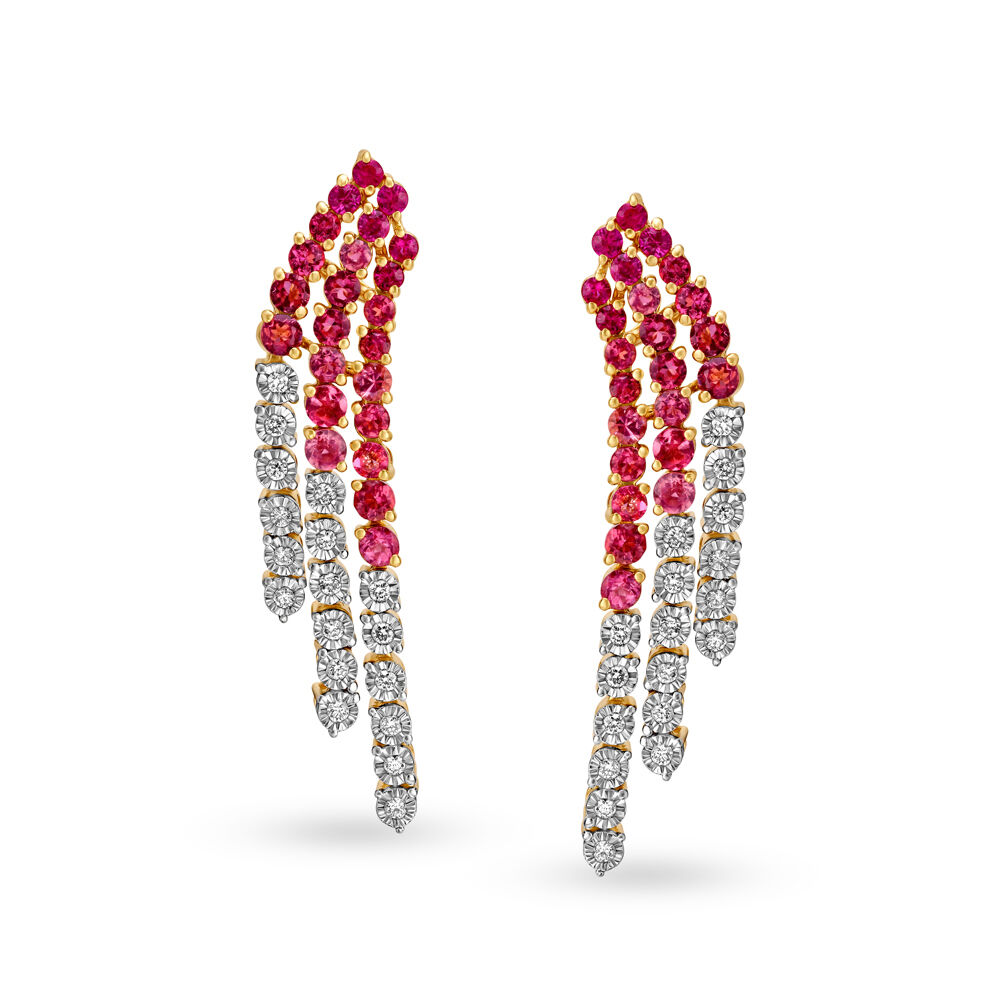 Buy Artsy Diamond and Ruby Necklace Set in Yellow and White Gold at ...
