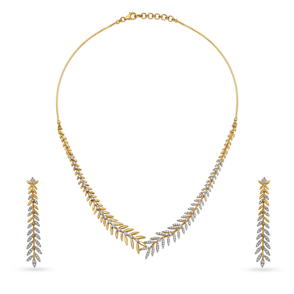 Ethereal Diamond Necklace Set in Yellow and White Gold