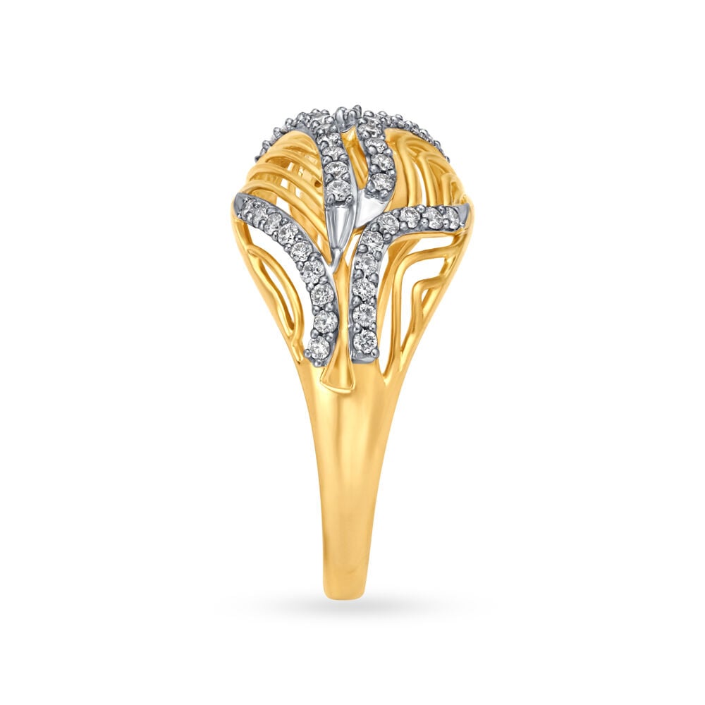 Buy Striking 18 Karat Yellow Gold And Diamond Artistic Ring at Best ...