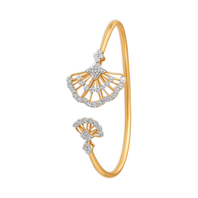 Gold Bangle with Diamond Studded Tulip Ends