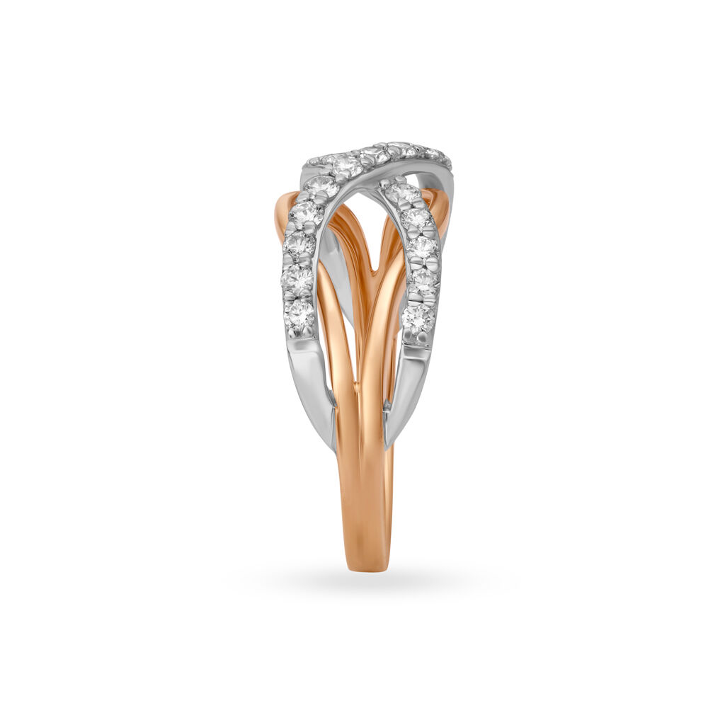 Buy Stunning White-Rose Gold & Diamond Intersecting Ring at Best Price ...