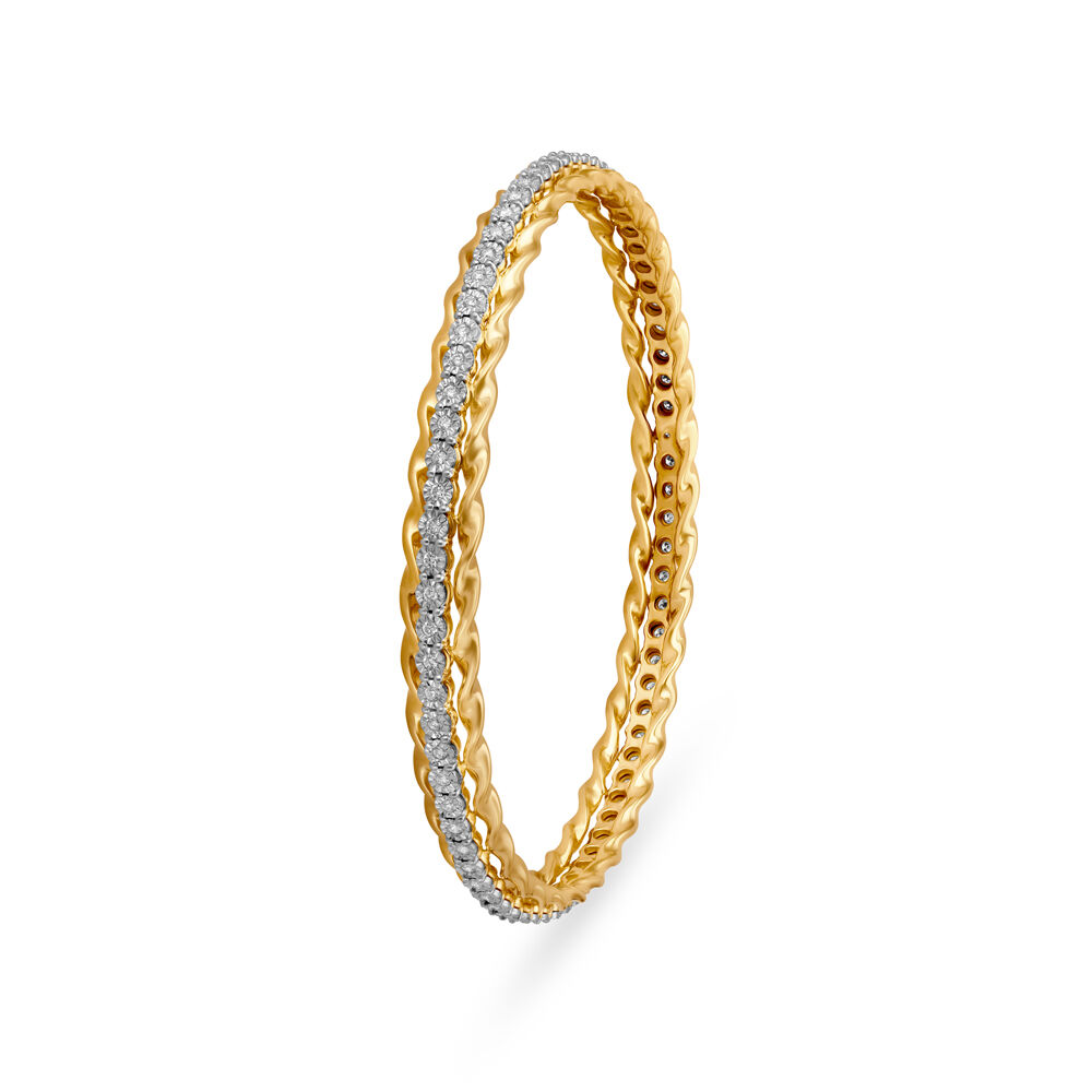 Buy Dazzling Braid Pattern Diamond Bangle at Best Price | Tanishq UAE