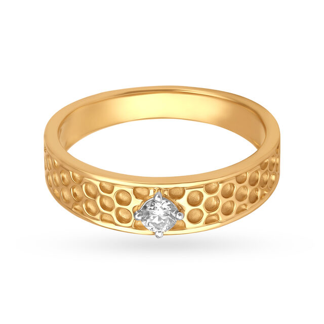 Serene Textured Gold Finger Ring for men