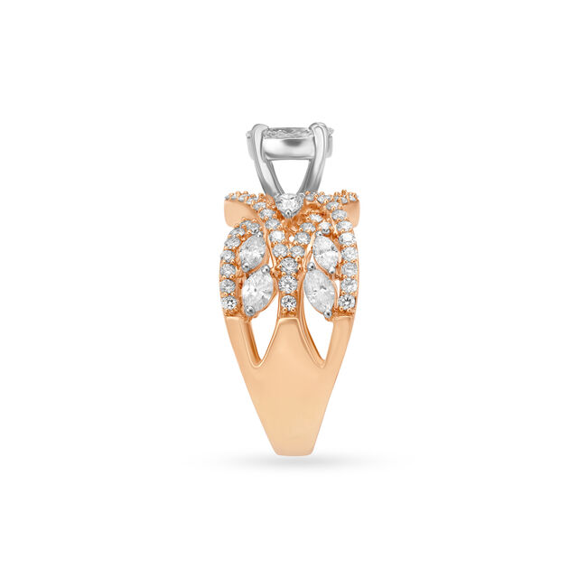 Regal Crown Diamond Ring in White and Rose Gold