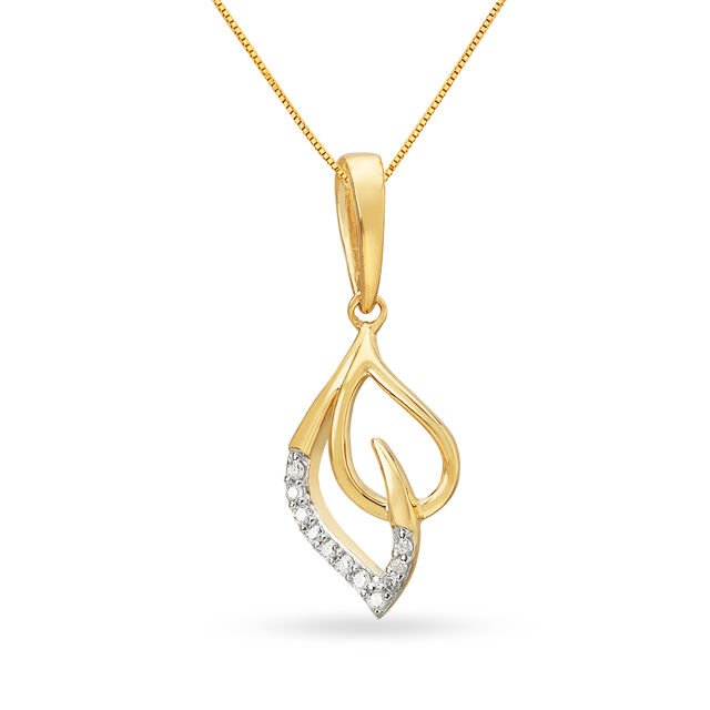 Fetching 18 Karat Yellow Gold And Diamond Leaf Inspired Pendant