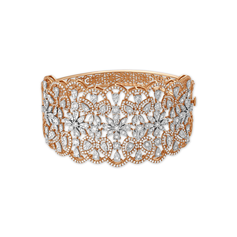 Buy Rose Gold and Diamond Broad Cuff Bangle at Best Price | Tanishq US