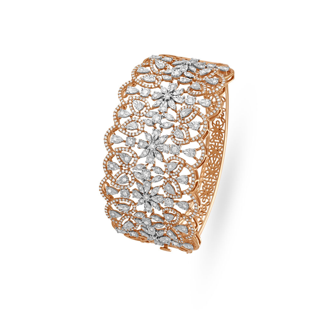 Buy Rose Gold and Diamond Broad Cuff Bangle at Best Price | Tanishq US