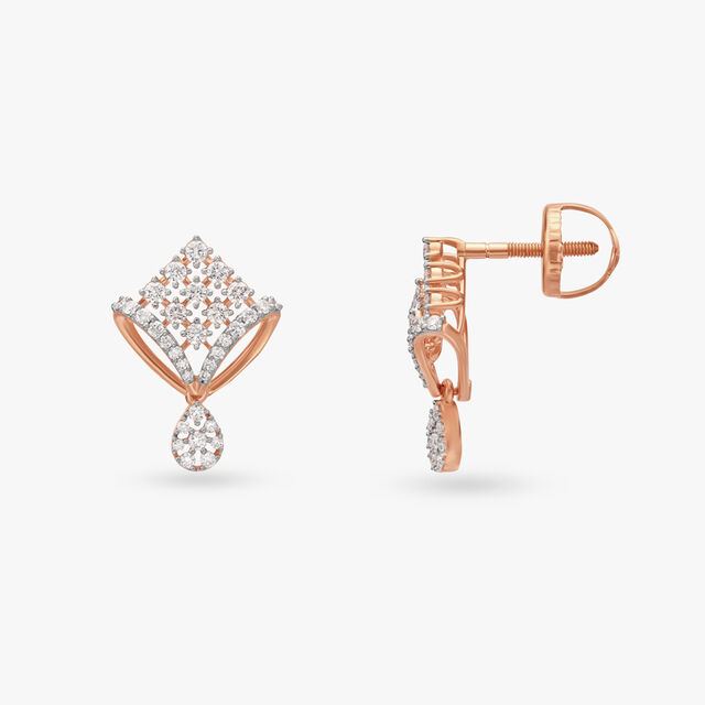 Rose Gold Diamond Teardrop Studs