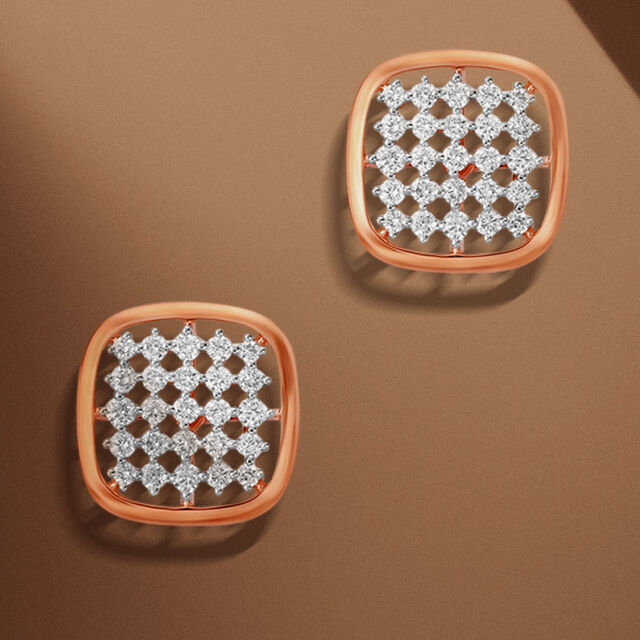 Modern Checkered Diamond Earrings