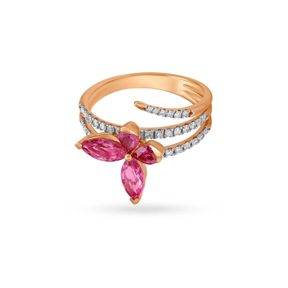 Butterfly Ruby and Tourmaline Finger Ring