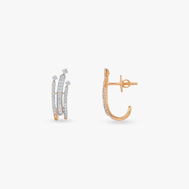 Buy Triple Arc Diamond Hoop Earrings at Best Price | Tanishq US
