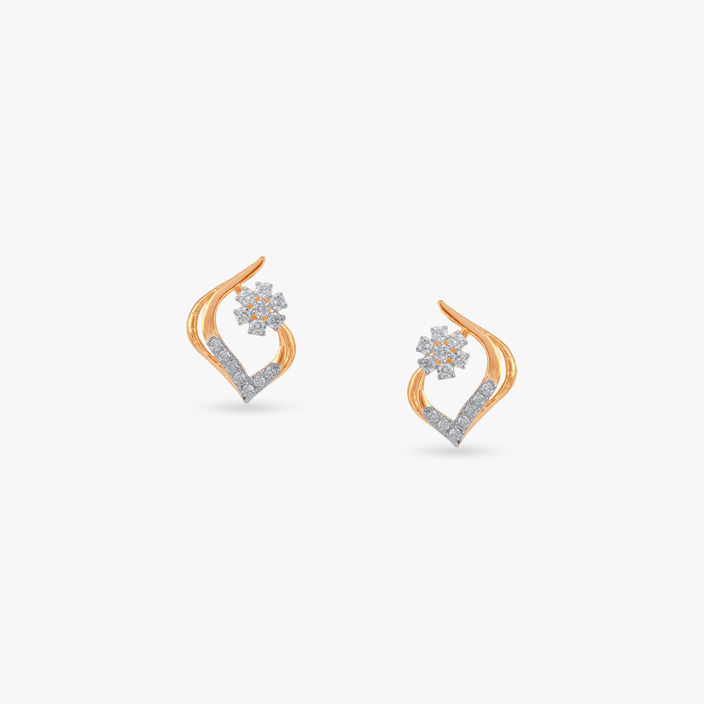 Buy Bloom Curl Diamond Stud Earrings at Best Price | Tanishq UAE