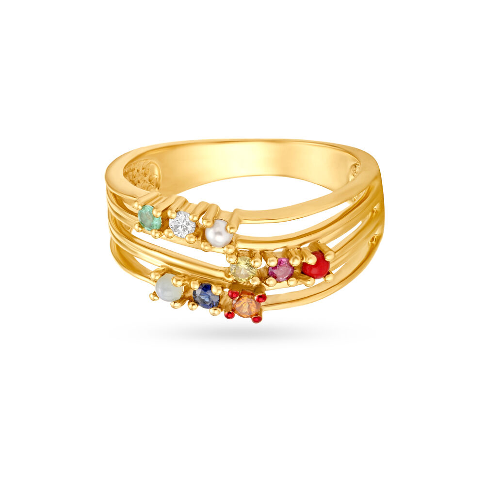 Buy Stunning Navaratnam Diamond Finger Ring at Best Price | Tanishq US