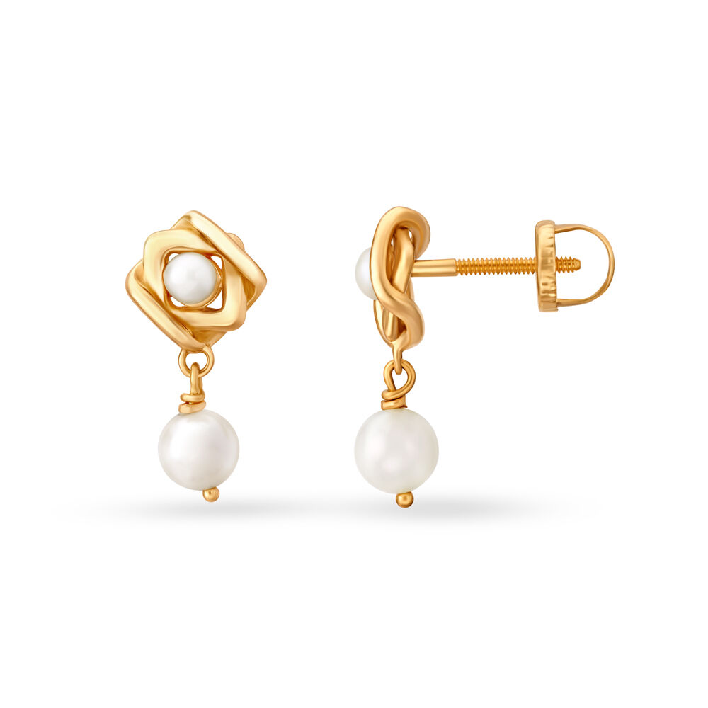 Buy Alluring Geometric Pearl Drop Earrings at Best Price | Tanishq US