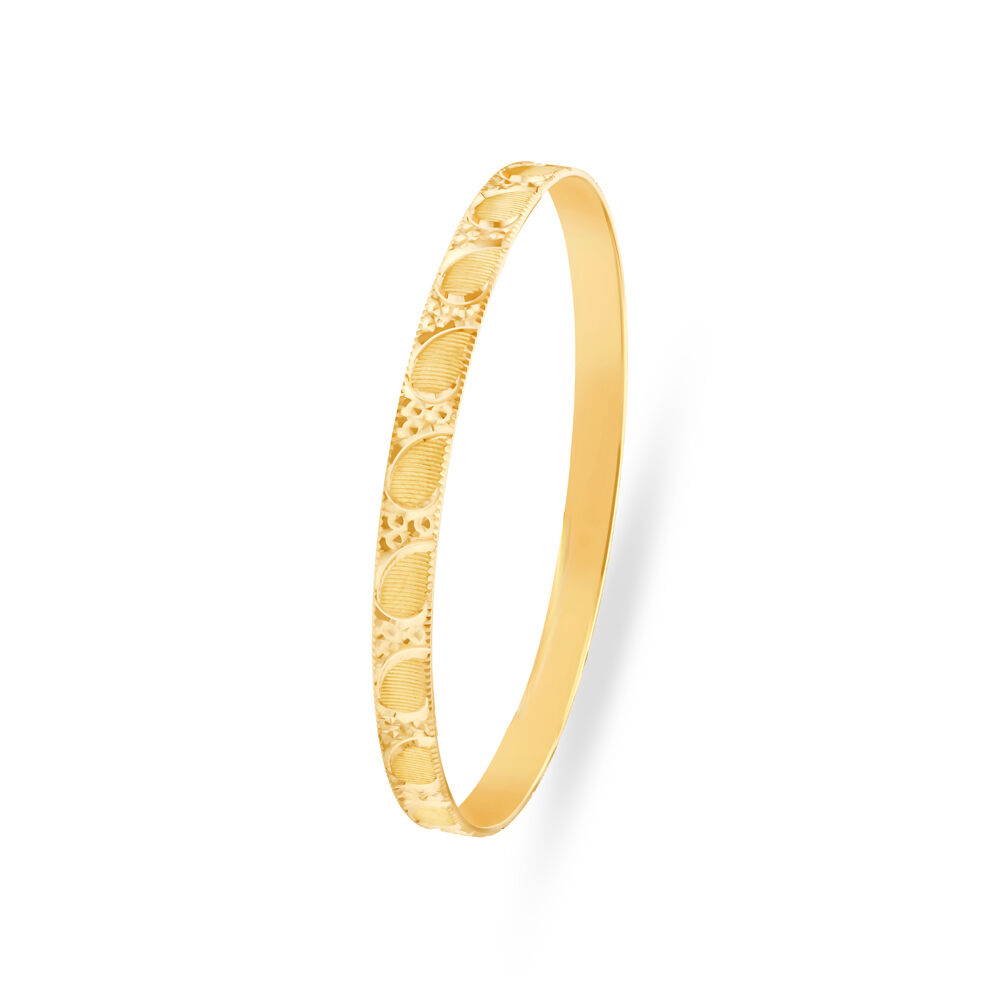 Buy Cultured Yellow Gold Carved Bangles at Best Price | Tanishq UAE