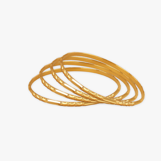 Buy Gleaming Delight Gold Bangles at Best Price | Tanishq UAE