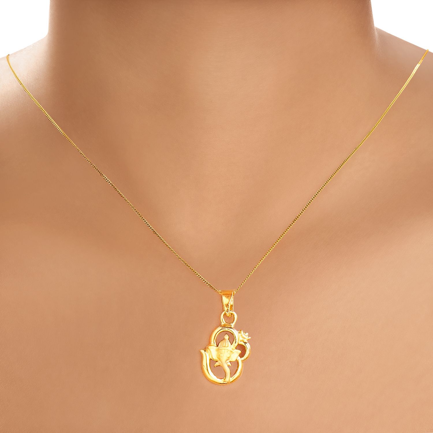 Buy Dainty Gold Pendant with Om and Ganesha Design at Best Price ...
