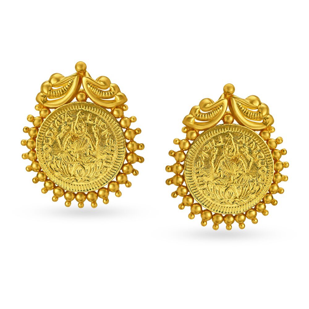 Buy Laxmi Gold Pendant and Earrings Set at Best Price | Tanishq UAE