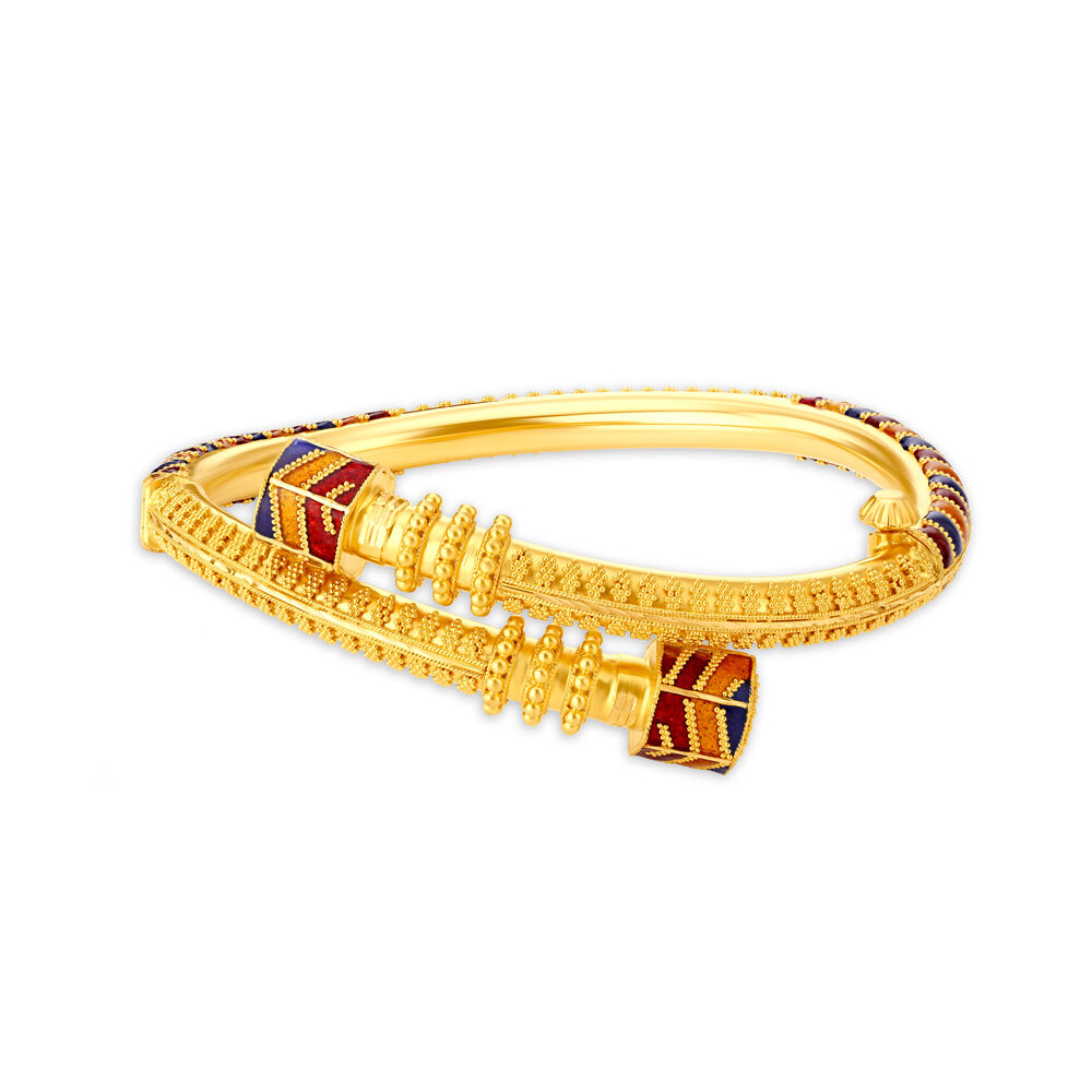 Buy Eccentric 22 Karat Yellow Gold Stacked Hexagon Bangle at Best Price ...