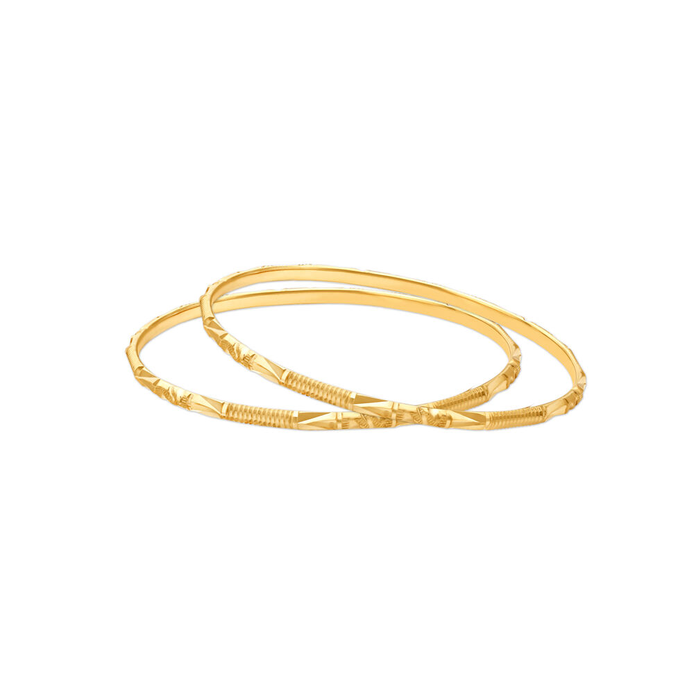 Buy Ornate Yellow Gold Carved Bangles at Best Price | Tanishq US