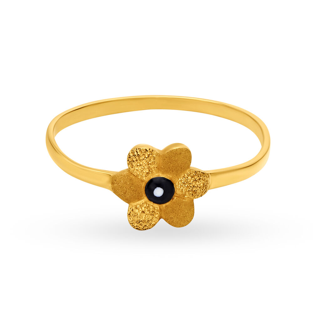 Buy Simplistic 22 Karat Yellow Gold Textured Flower Finger Ring at Best ...