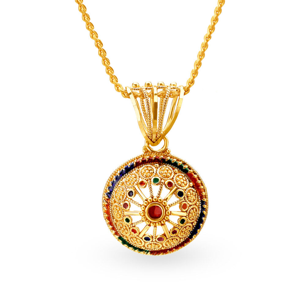 Buy Round Chakra Shaped Gold Pendant at Best Price | Tanishq UAE