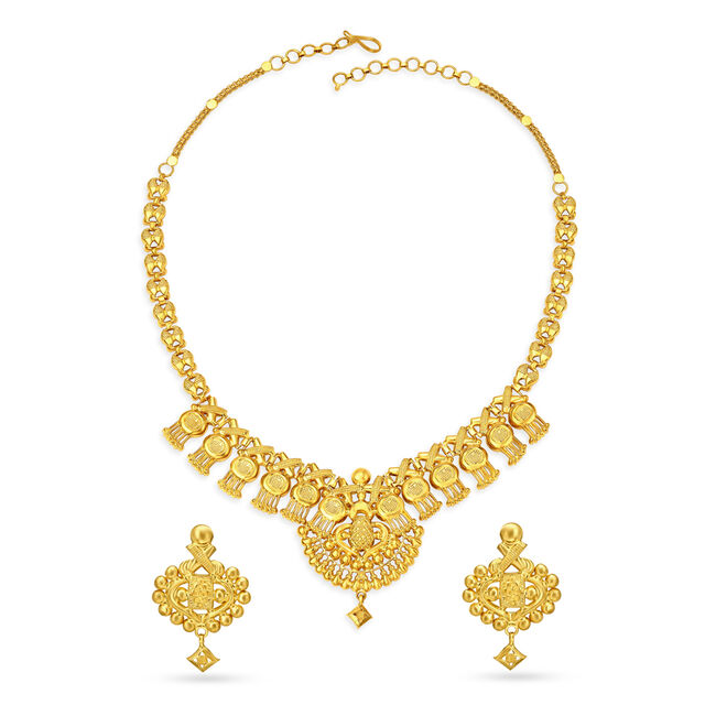 Buy Decorative Heart Motif Gold Necklace Set at Best Price | Tanishq US