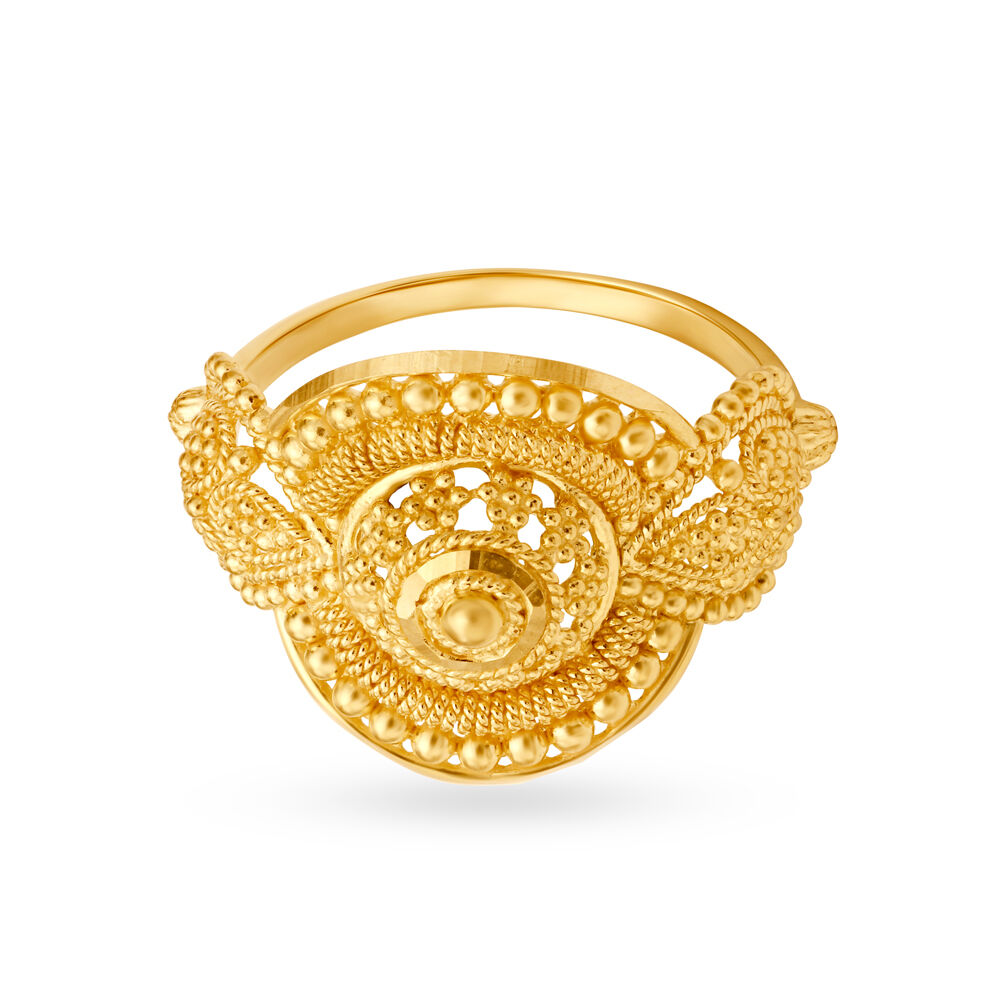 Buy Elaborate Traditional Gold Ring at Best Price | Tanishq UAE
