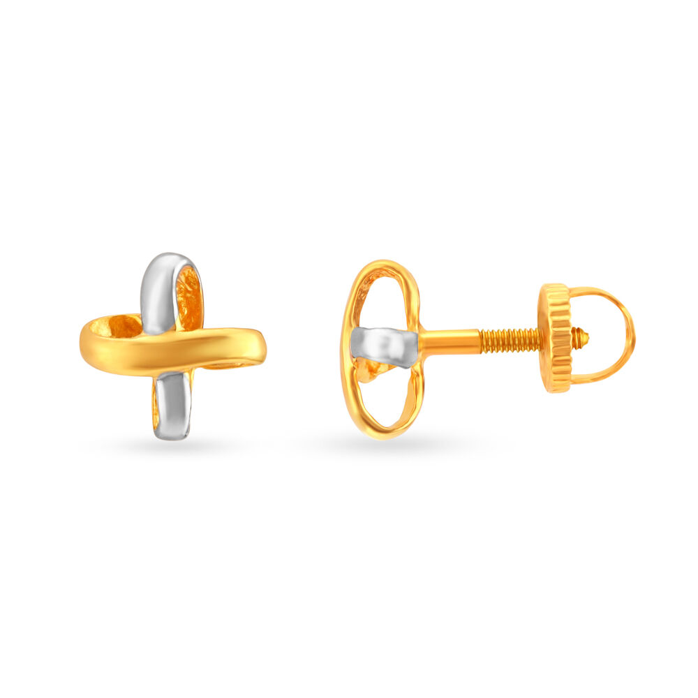 Buy X shaped Gold Stud Earrings for Kids at Best Price | Tanishq US