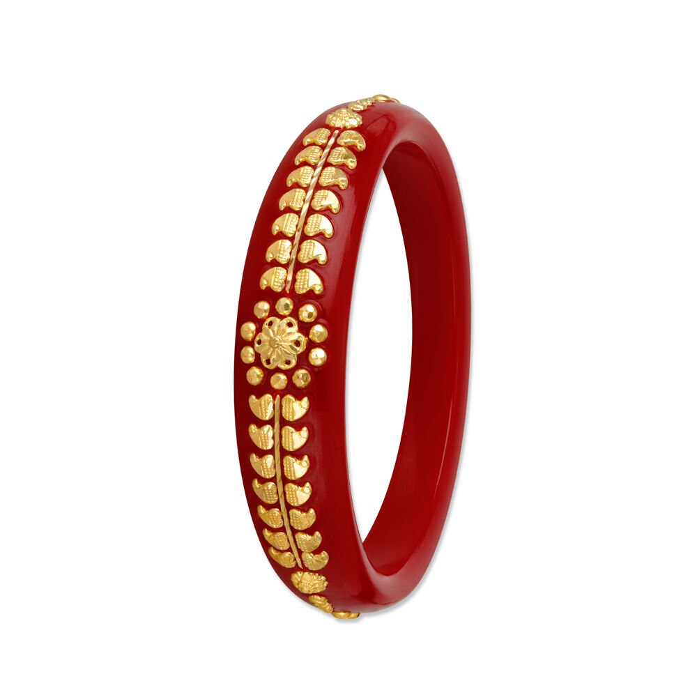 Buy Traditional Bengali Red and Gold Bangle with Floral Work at Best ...