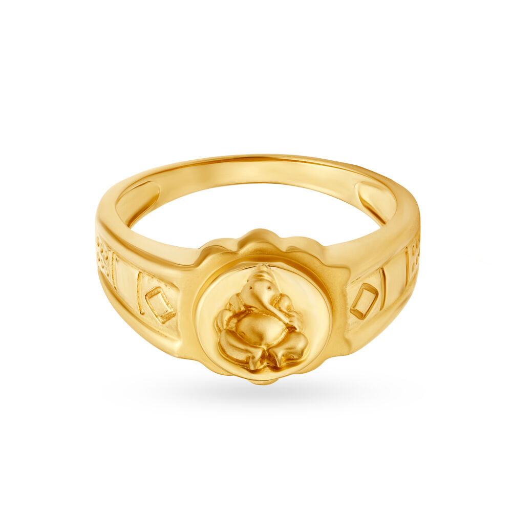 Buy Divine 22 Karat Yellow Gold Ganesha Ring at Best Price | Tanishq UAE