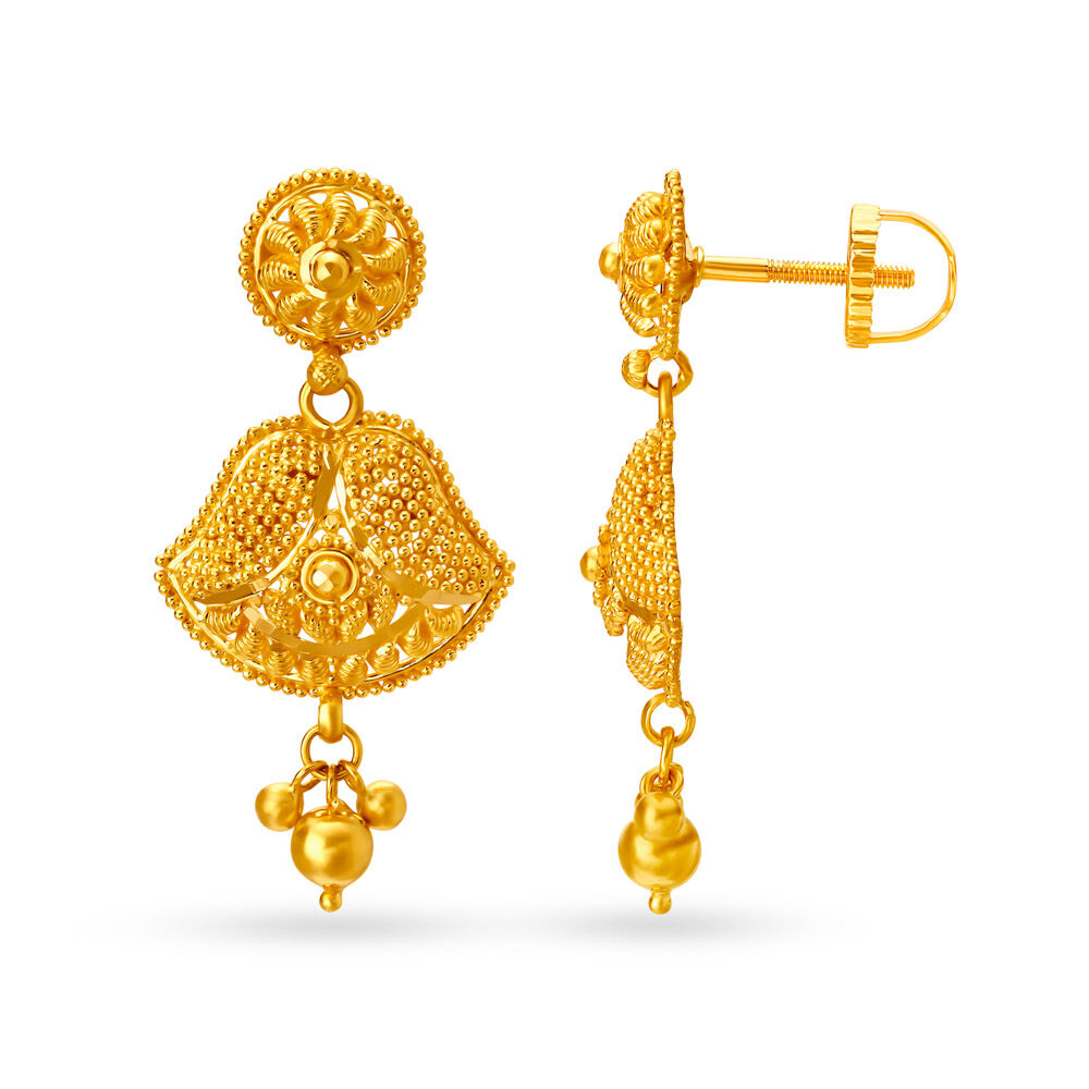 Buy Majestic 22 Karat Yellow Gold Beaded Drops at Best Price | Tanishq UAE
