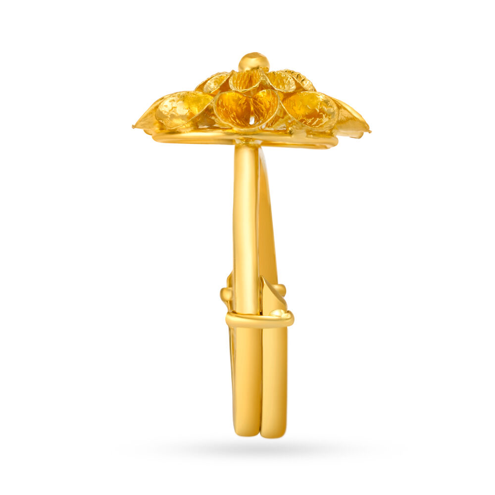 Buy Glimmering 22 Karat Yellow Gold Flower Finger Ring at Best Price ...