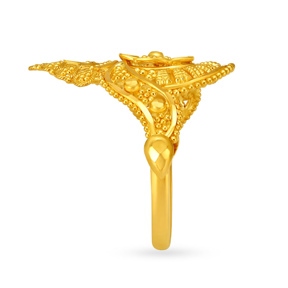 Buy Royal 22 Karat Yellow Gold Ornate Floral Finger Ring at Best Price ...