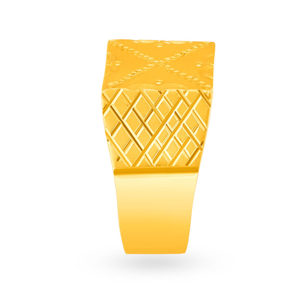 Buy Square Textured Mens Gold Finger Ring for Men at Best Price ...