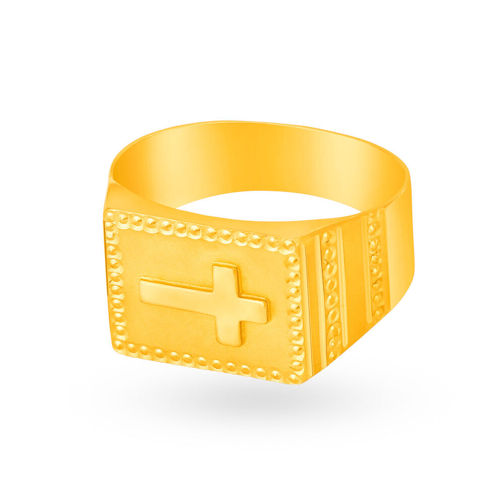 Buy Graceful 22 Karat Yellow Gold Cross Ring at Best Price | Tanishq UAE
